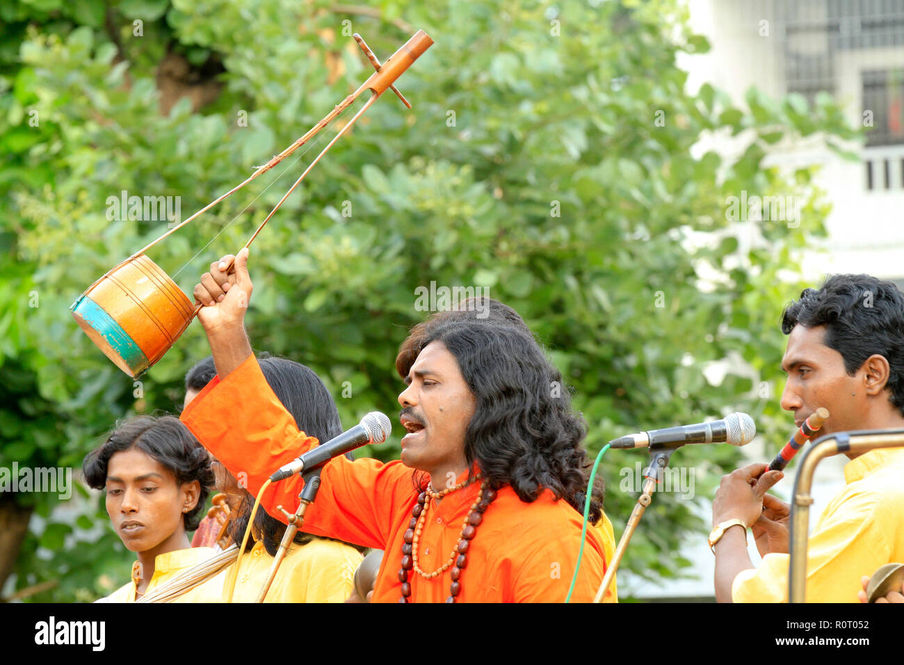 A group of Baul (mystic) singers perform at Central Shaheed Minar ...