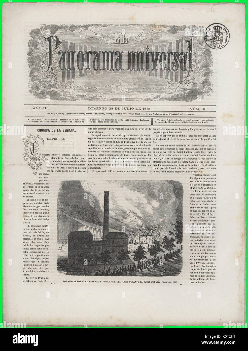 Portada de la revista El Panorama Universal, editada en Madrid, julio ...