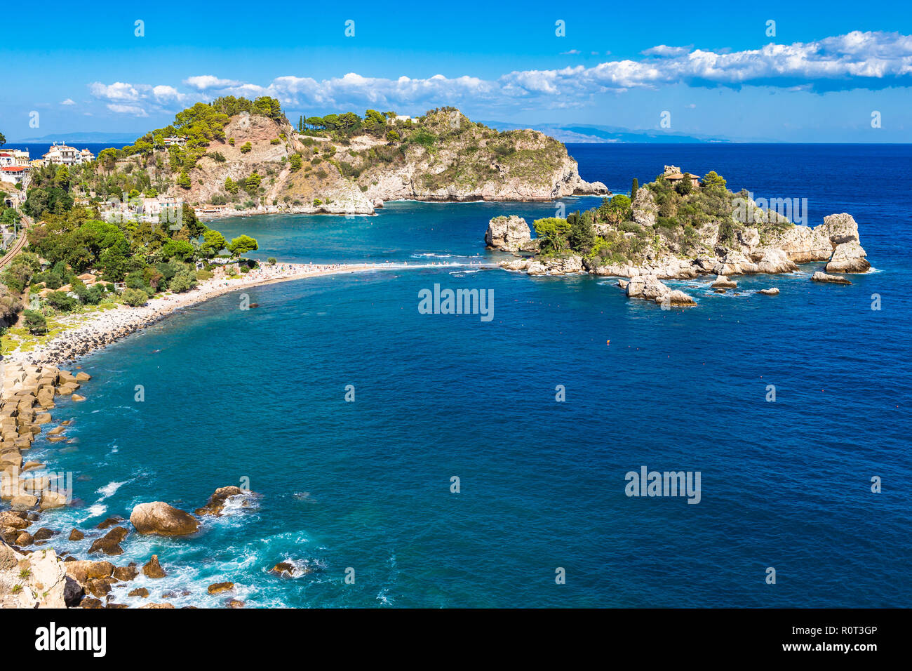 Beautiful beach at Isola Bella in Taormina, Sicily, Italy Stock Photo ...