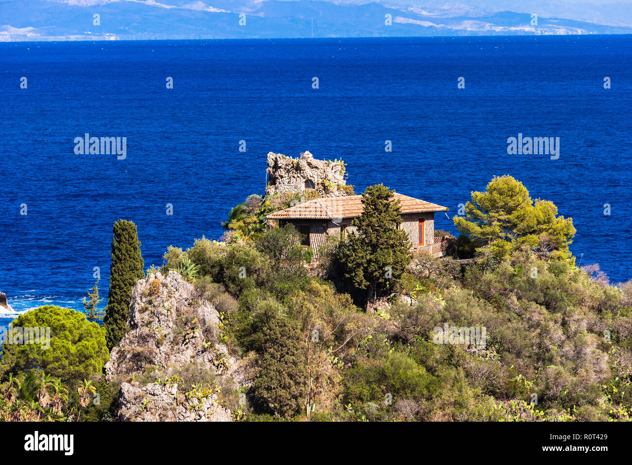 Beautiful beach at Isola Bella in Taormina, Sicily, Italy Stock Photo ...