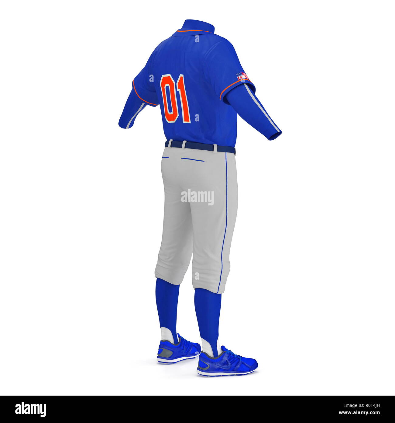 Baseball Clothes on white. Rear view. 3D illustration Stock Photo - Alamy