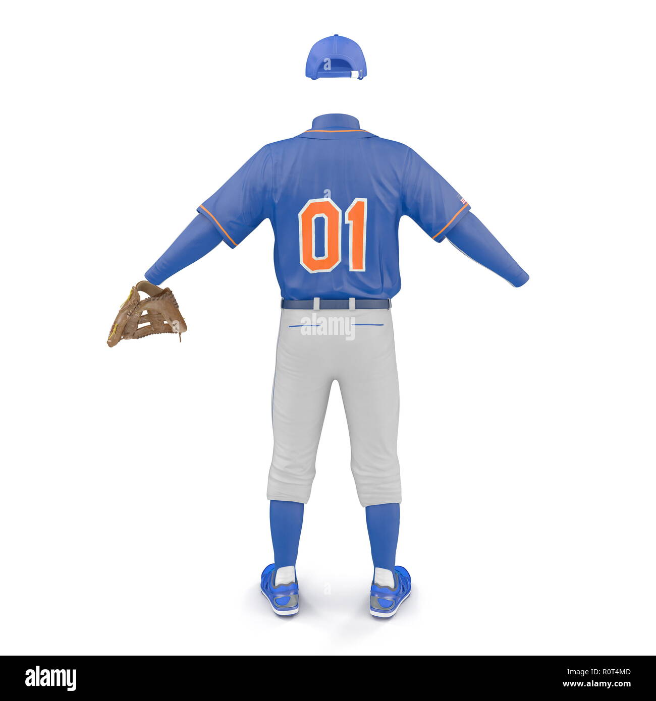 Baseball Clothes on white. Rear view. 3D illustration Stock Photo - Alamy