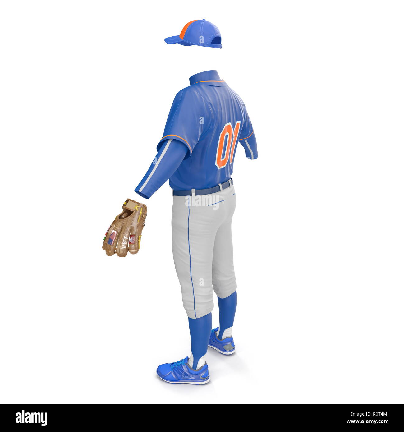 Baseball Clothes on white. Rear view. 3D illustration Stock Photo - Alamy