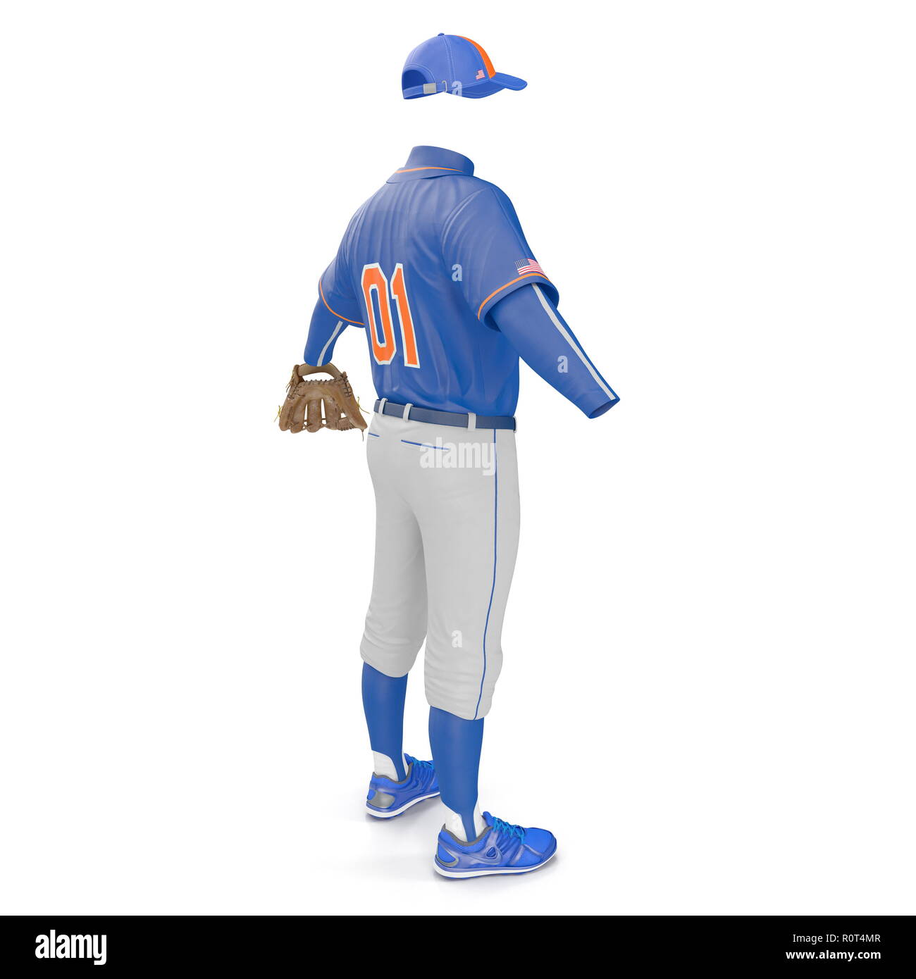Baseball Clothes on white. Rear view. 3D illustration Stock Photo - Alamy