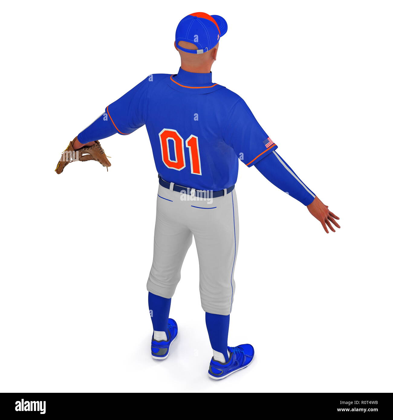 Full length portrait of a male baseball player on white. 3D ...
