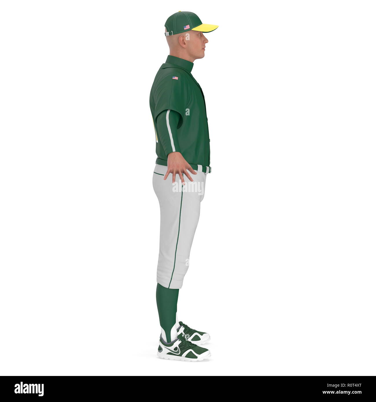 Full length portrait of a male baseball player on white. 3D ...