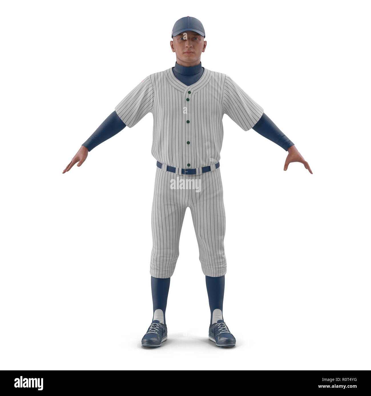 Full length portrait of a male baseball player on white. 3D ...