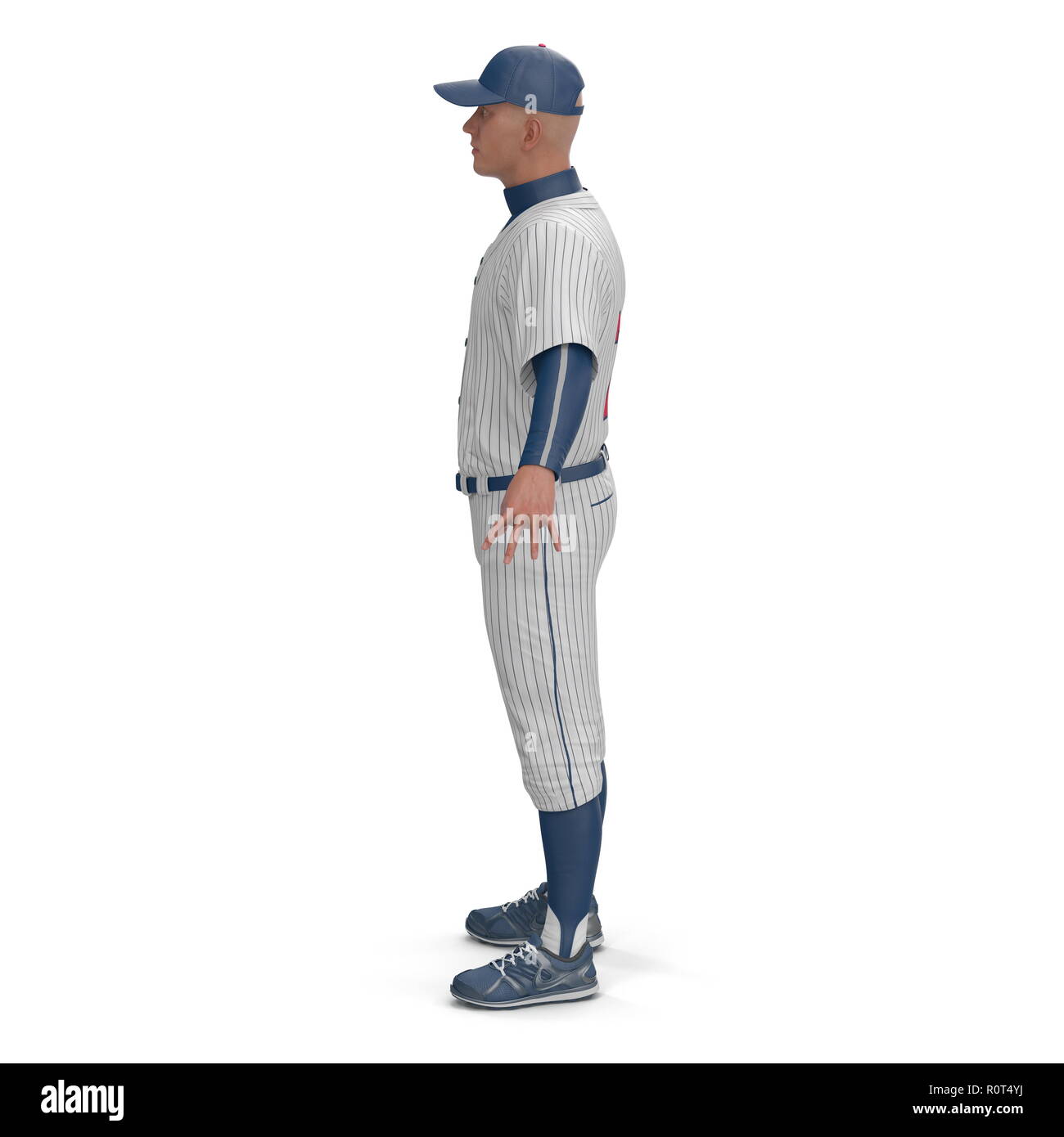 Full length portrait of a male baseball player on white. 3D ...