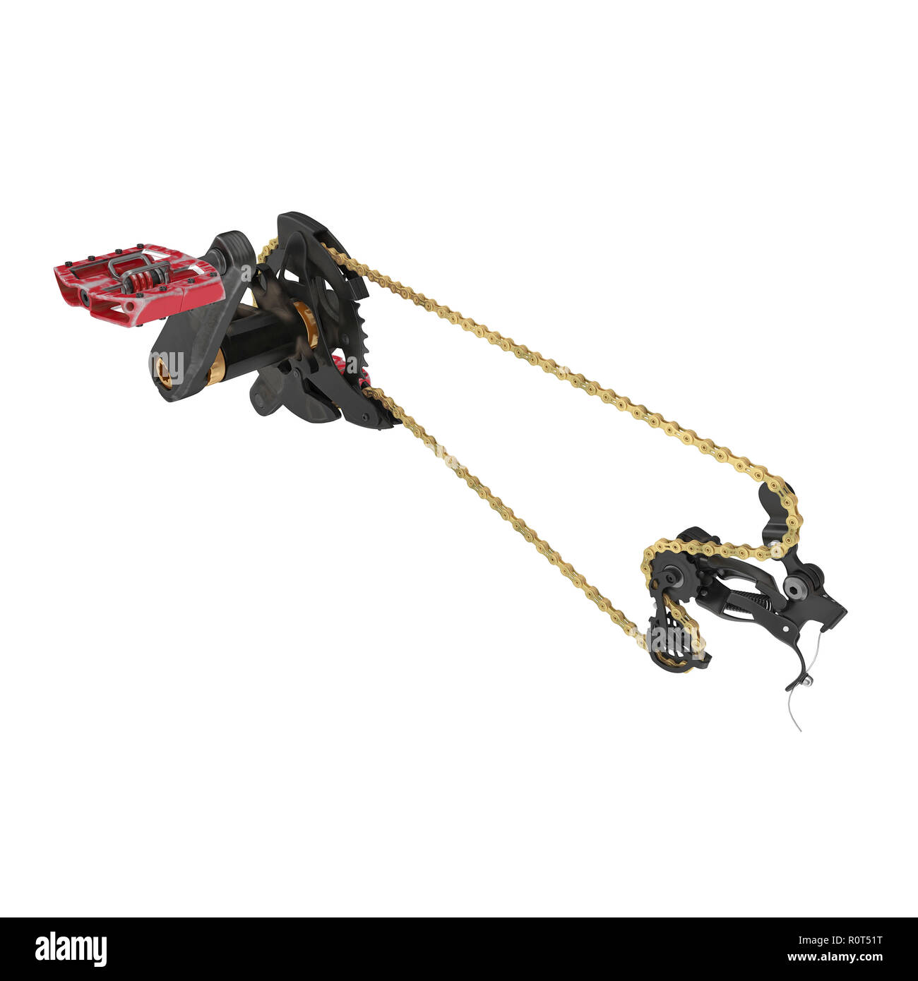 Bike crank set and chain ring isolated on white. 3D illustration Stock ...