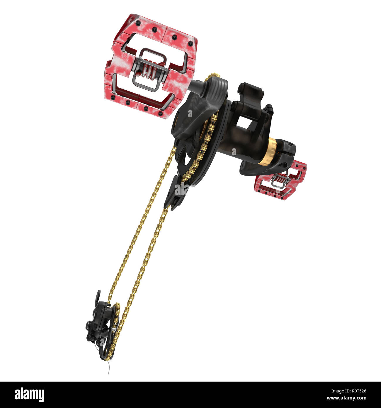 Bike crankset and chain ring isolated on white. 3D illustration Stock ...