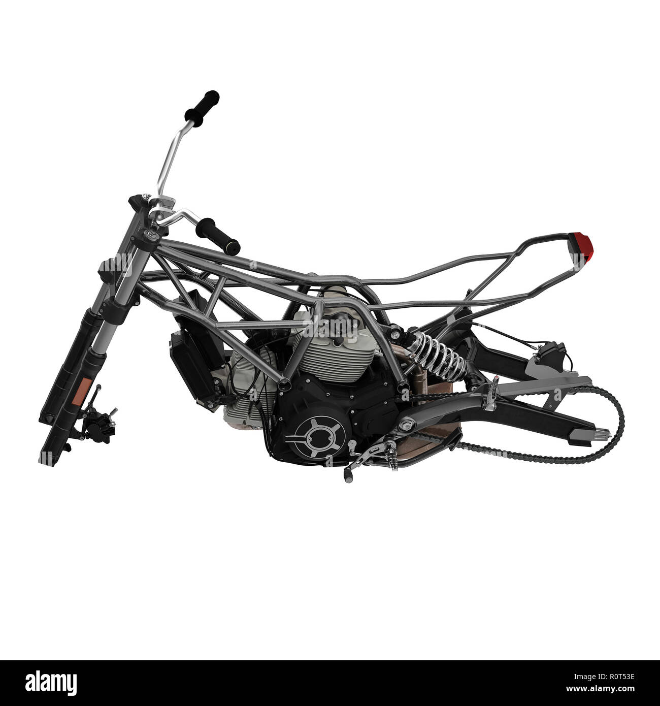 Motor bike Engine block and Frame on white. 3D illustration Stock Photo ...