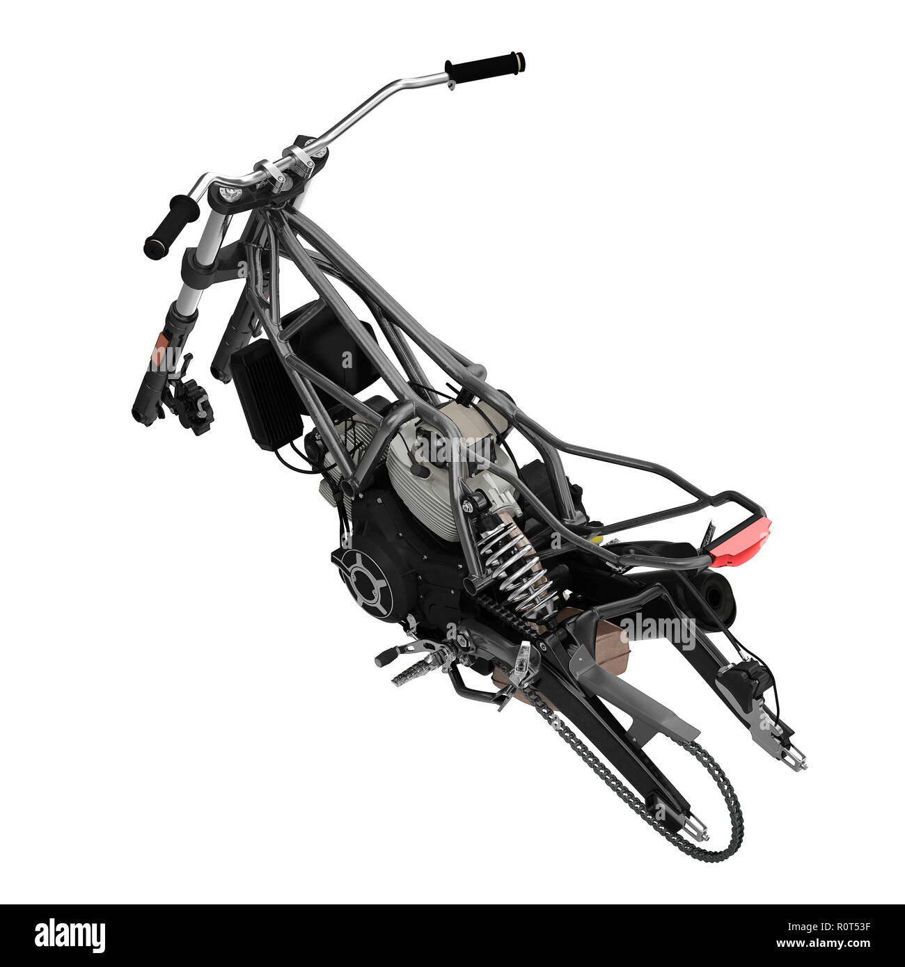 Motor bike Engine block and Frame on white. 3D illustration Stock Photo ...