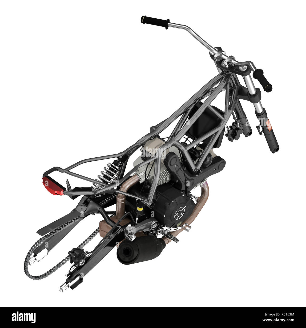 Motor bike Engine block and Frame on white. 3D illustration Stock Photo ...