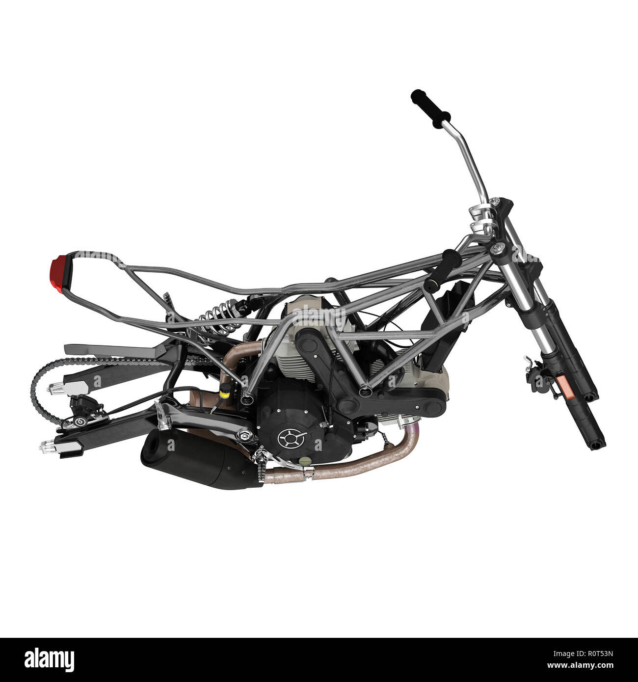 Motor bike Engine block and Frame on white. 3D illustration Stock Photo ...