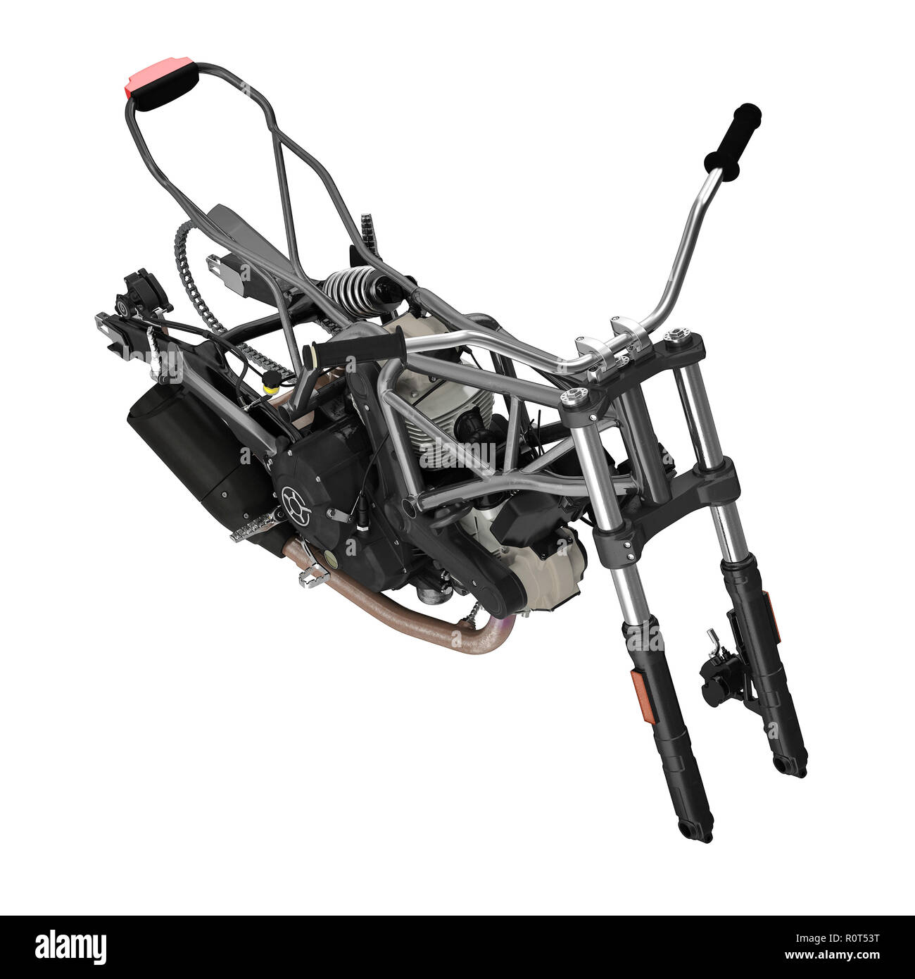 Motor bike Engine block and Frame on white. 3D illustration Stock Photo ...