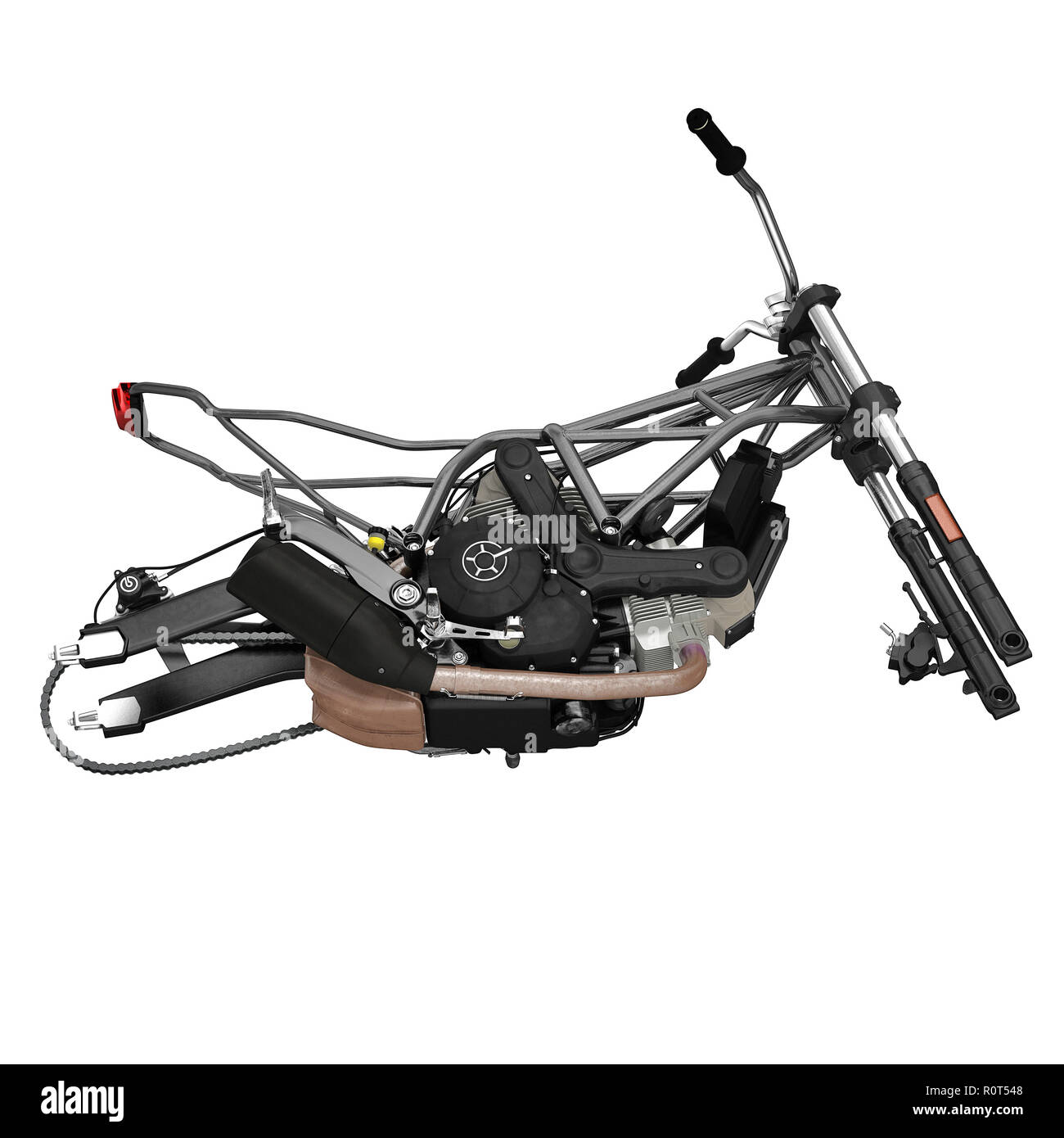 Motor bike Engine block and Frame on white. 3D illustration Stock Photo ...
