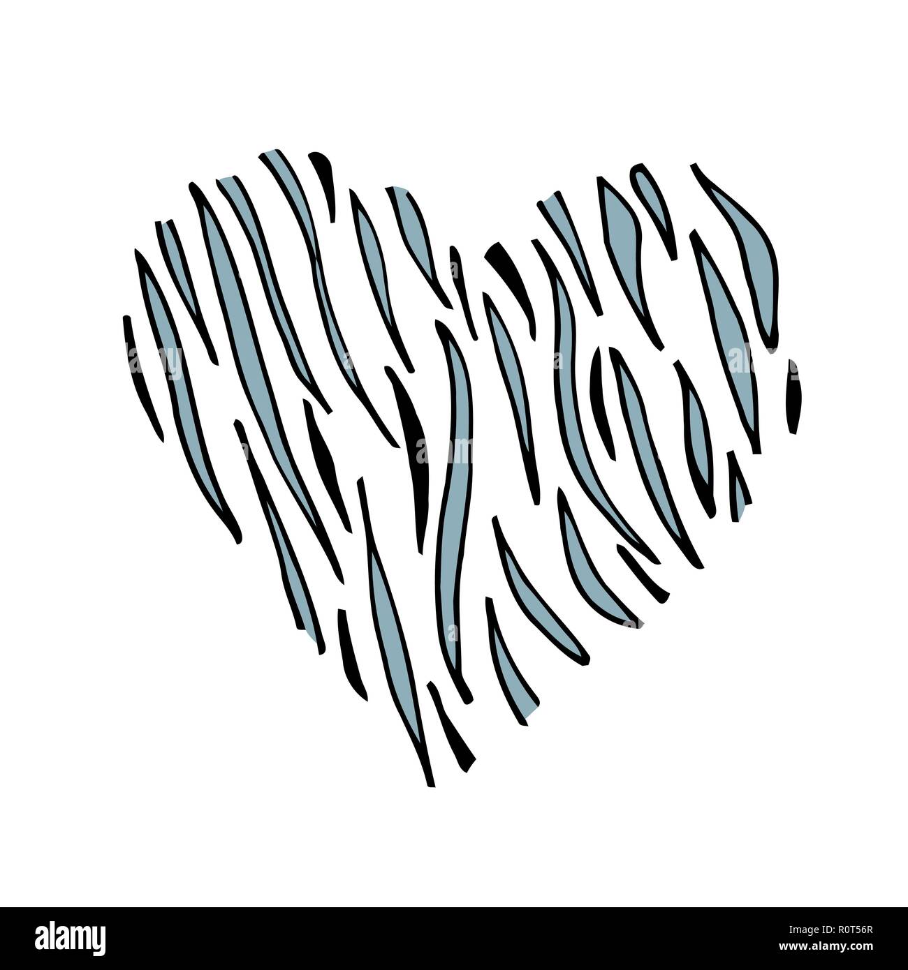 Tiger blue print skin in the shape of a heart. Vector illustration ...