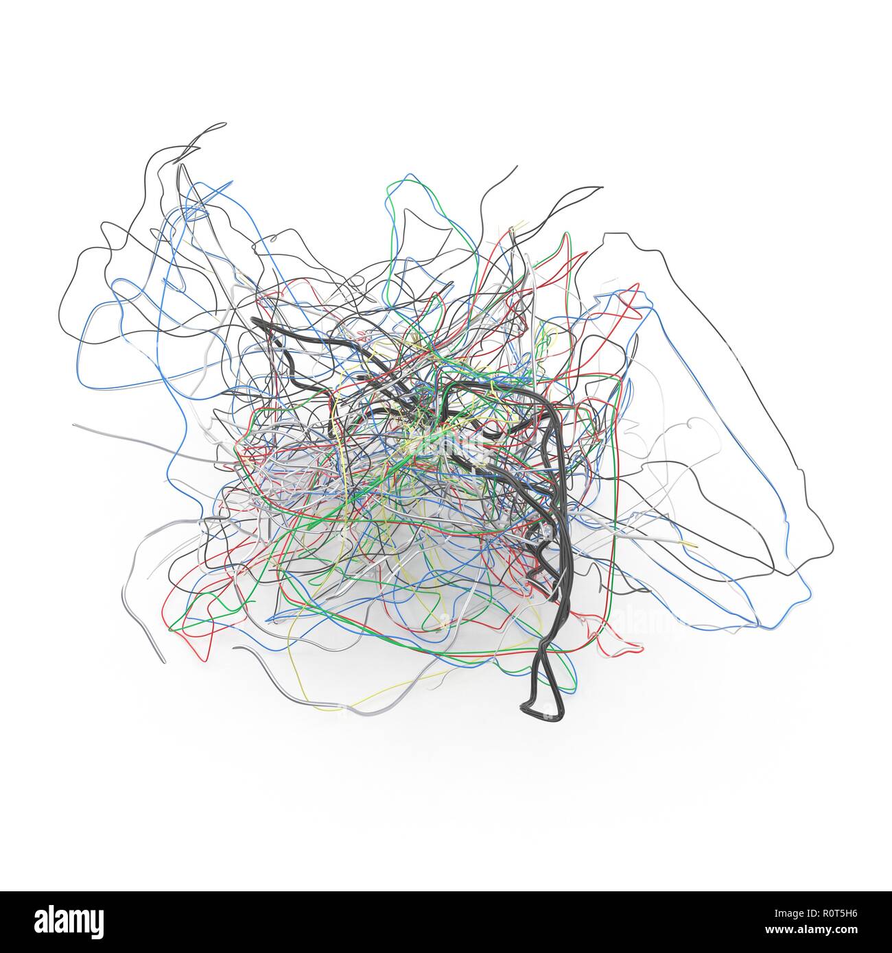 old cables piled up for recycling on white. 3D illustration Stock Photo ...