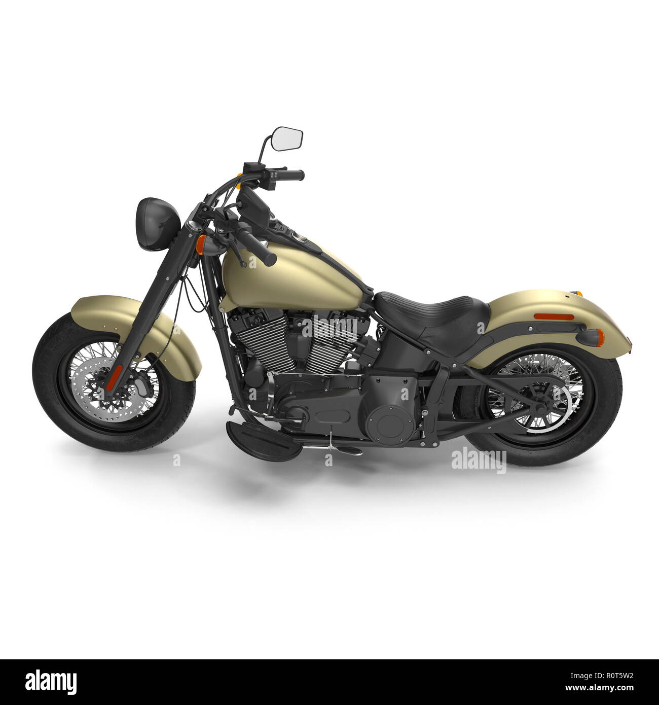 Old vintage motorcycle isolated on white. Side view. 3D illustration ...