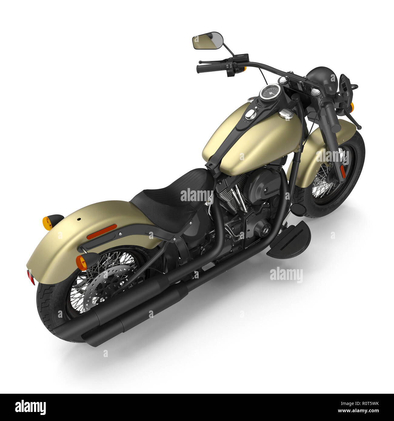 Old vintage motorcycle isolated on white. 3D illustration Stock Photo ...