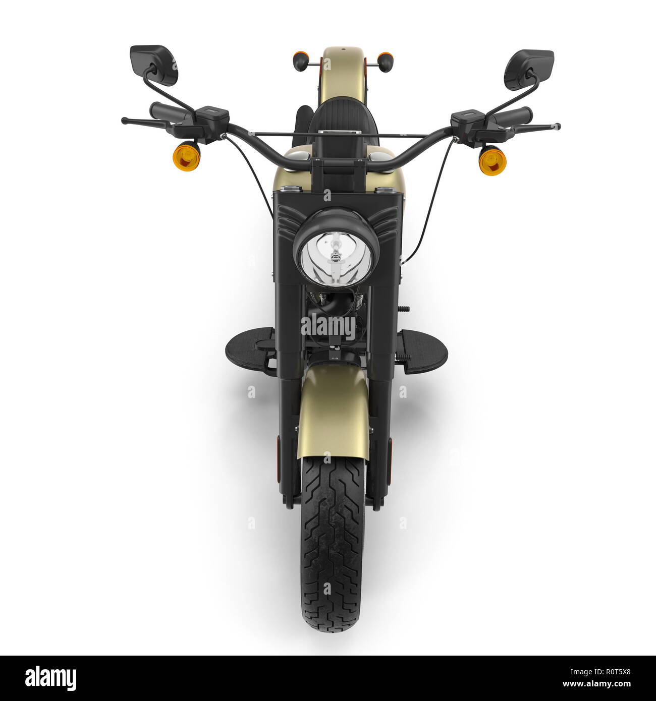 Old retro motorcycle isolated on white. Front view.3D illustration ...