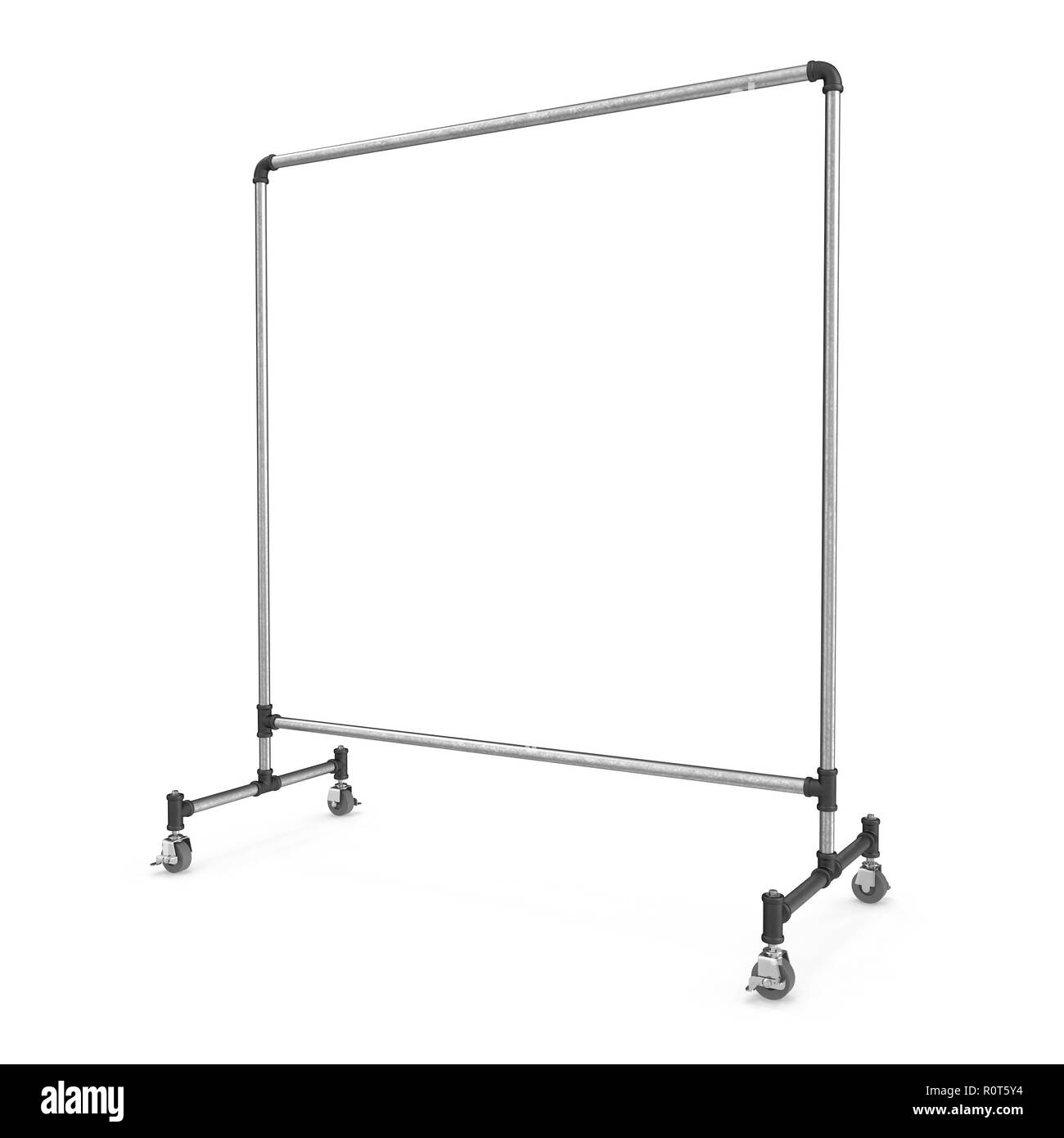 Empty Metall Clothing Display Rack on white. 3D illustration Stock ...