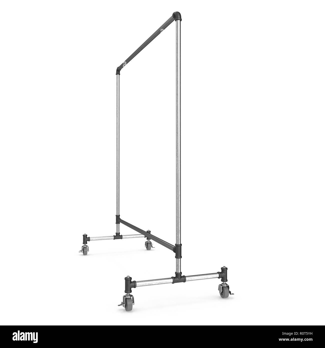 Empty Metall Clothing Display Rack on white. 3D illustration Stock ...