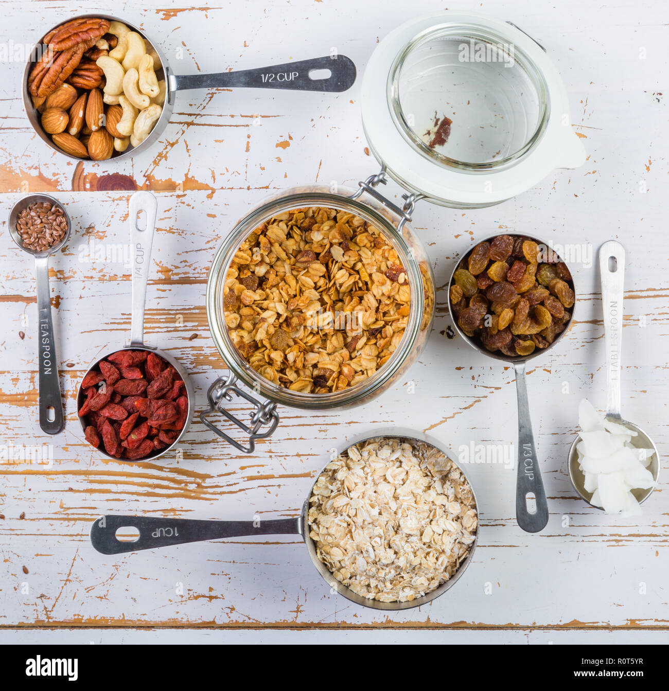 Granola and ingredients Stock Photo - Alamy