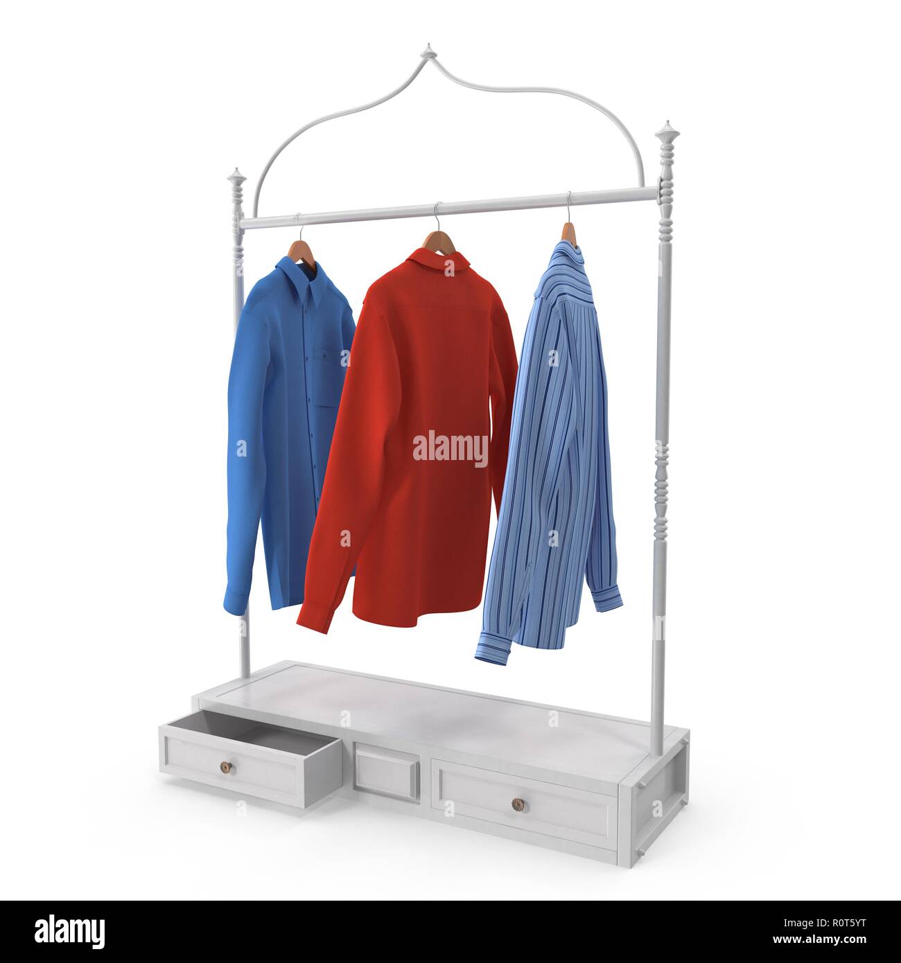 Iron Clothing Display Rack with Dresses on white. 3D illustration Stock ...