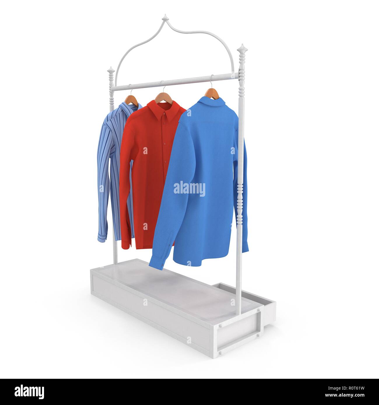 Iron Clothing Display Rack with Dresses on white. 3D illustration Stock ...
