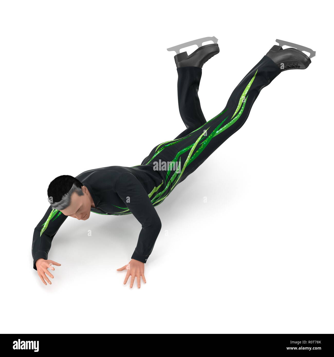 Male Figure Skater Falling Down isolated on a white. 3D illustration ...