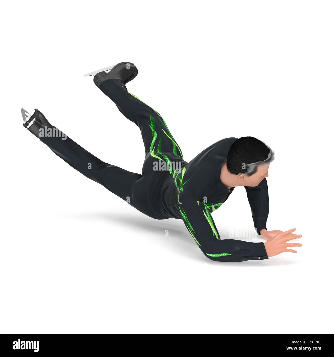 Male Figure Skater Falling Down isolated on a white. 3D illustration ...