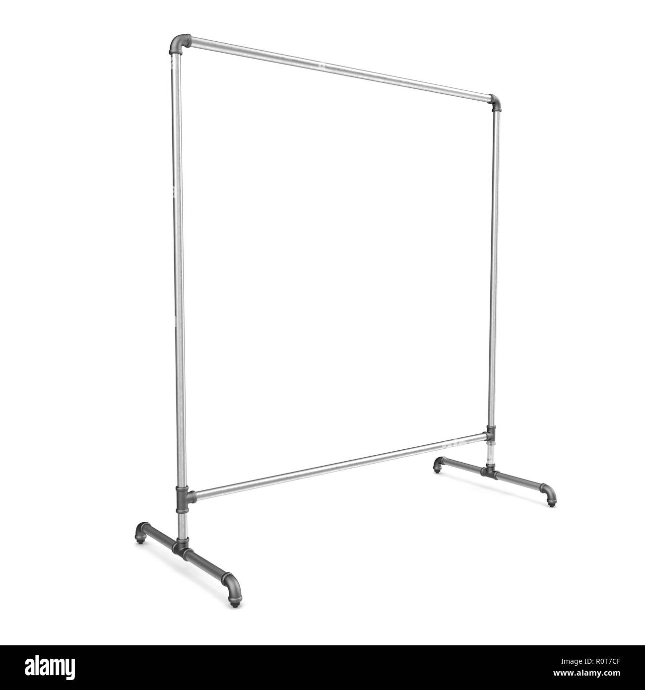 Empty Metall Clothing Display Rack on white. 3D illustration Stock ...