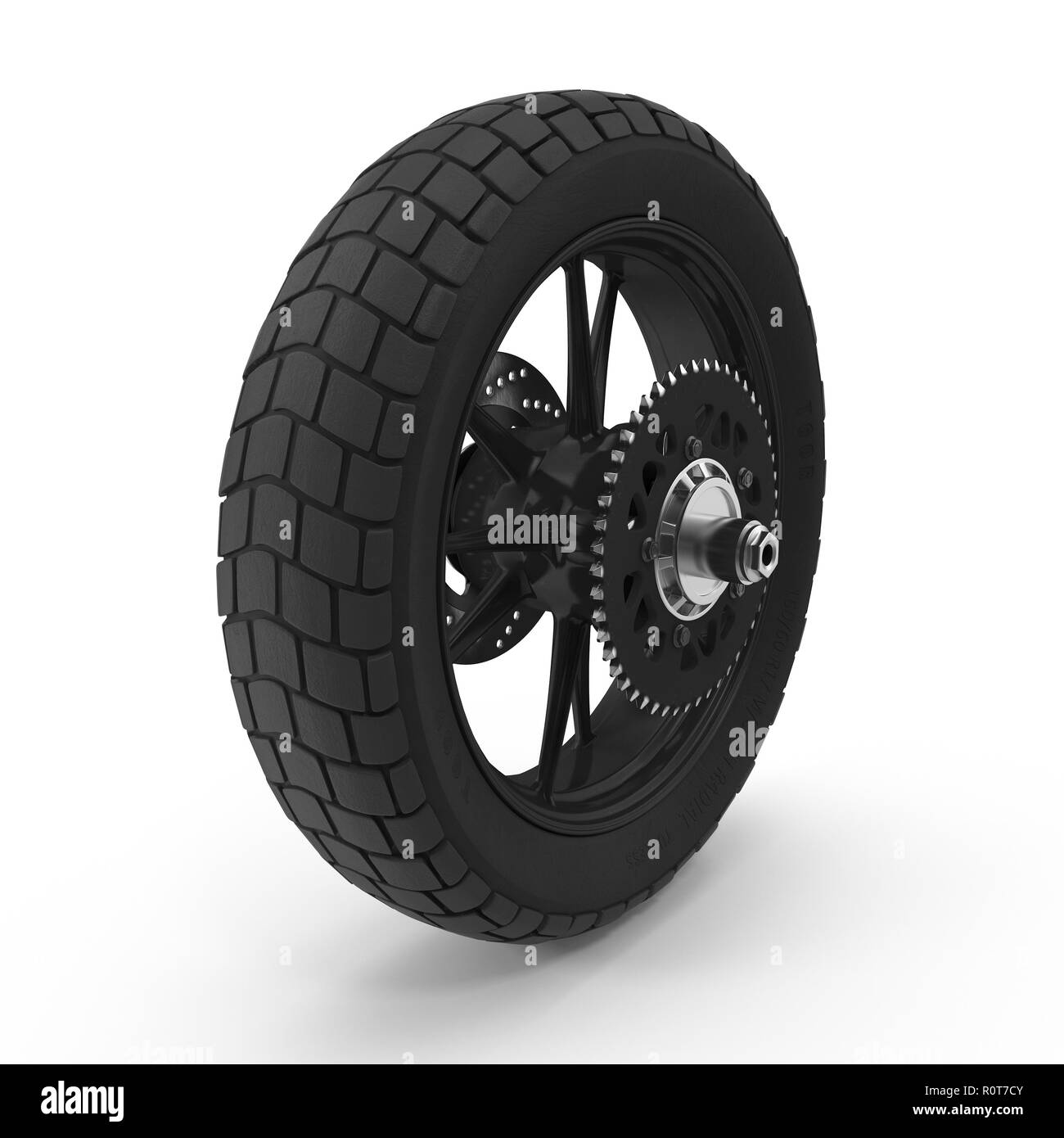 Motorcycle Back Wheel on white. 3D illustration Stock Photo - Alamy