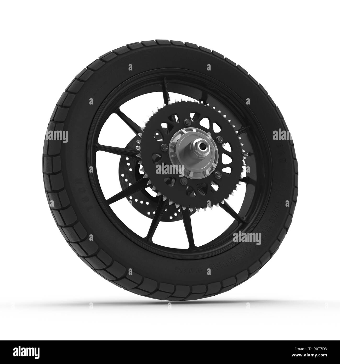 Motorcycle Back Wheel on white. 3D illustration Stock Photo - Alamy