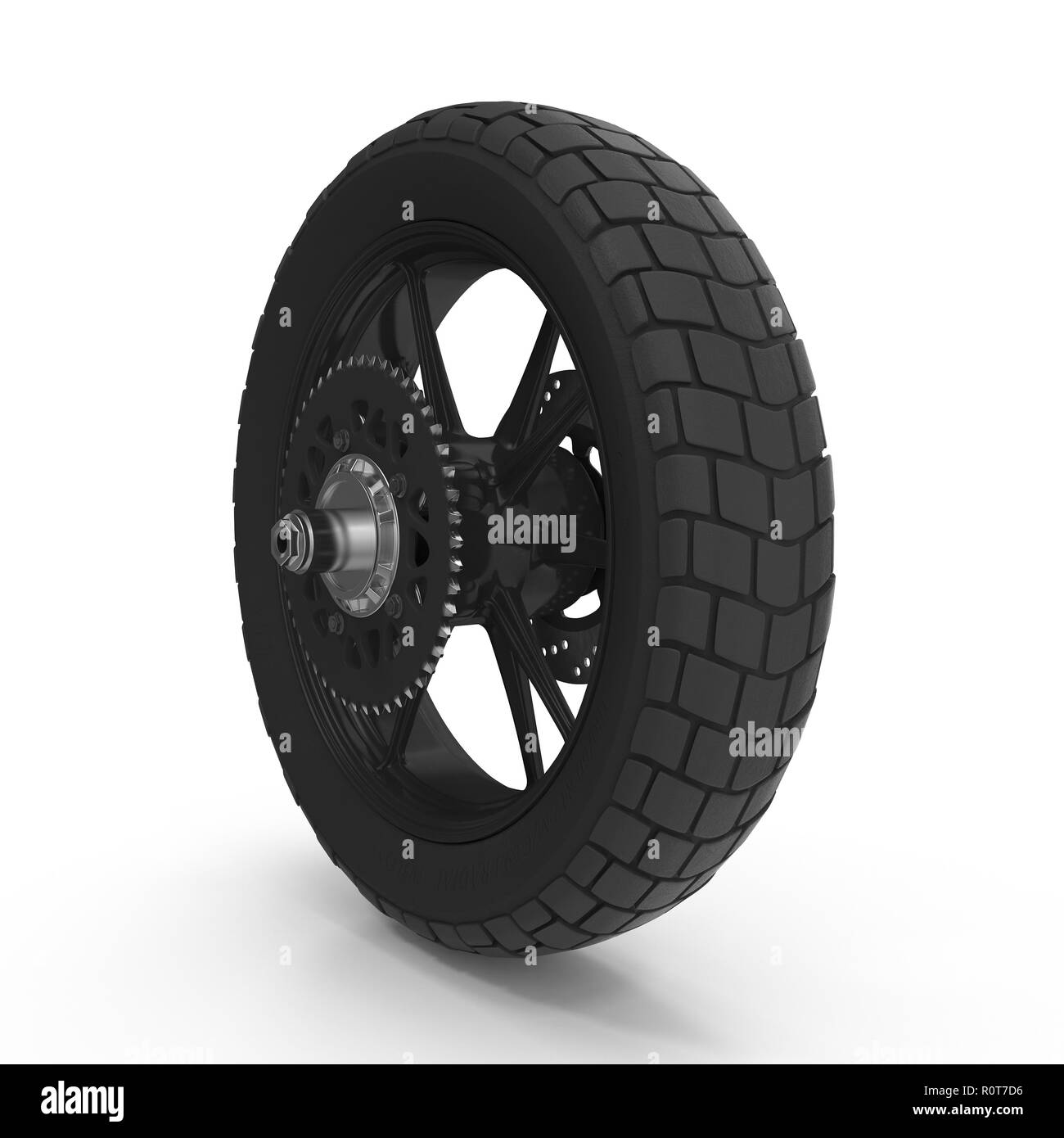 Motorcycle Back Wheel on white. 3D illustration Stock Photo - Alamy