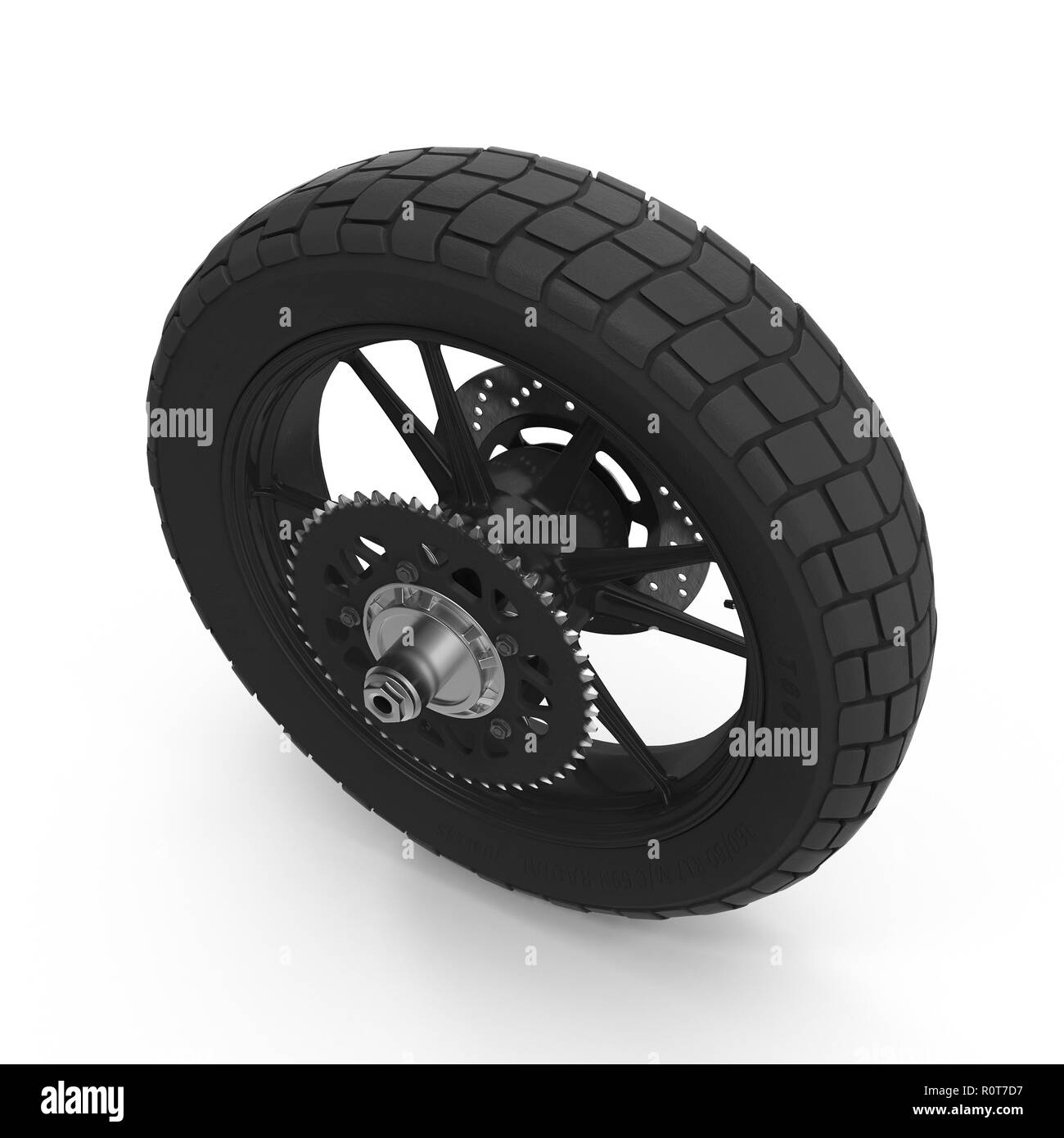 Motorcycle Back Wheel on white. 3D illustration Stock Photo - Alamy