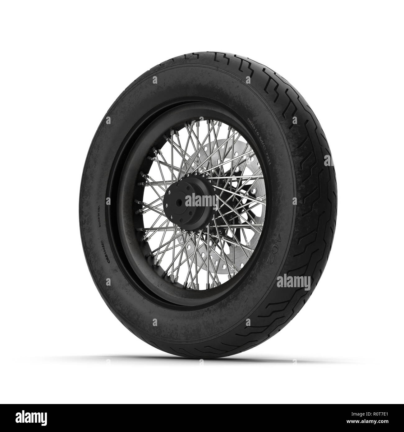 Motorcycle Back Wheel on white. 3D illustration Stock Photo - Alamy