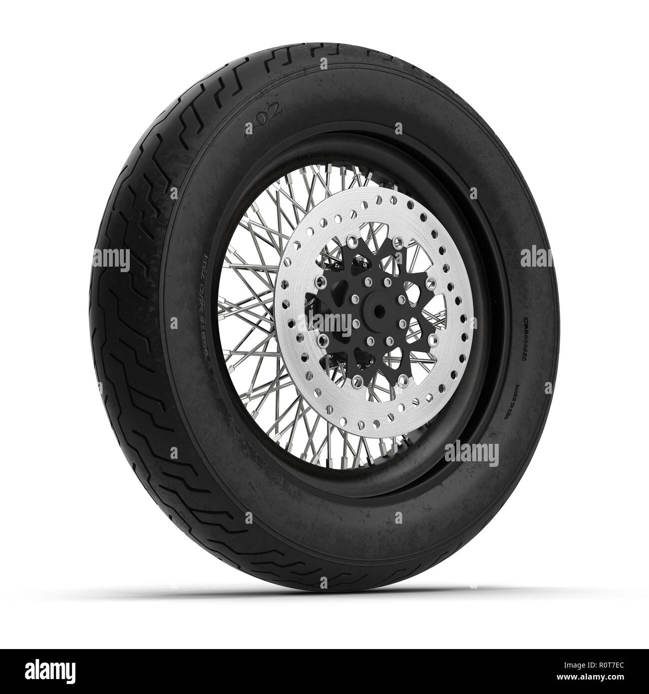 Motorcycle Back Wheel on white. 3D illustration Stock Photo - Alamy