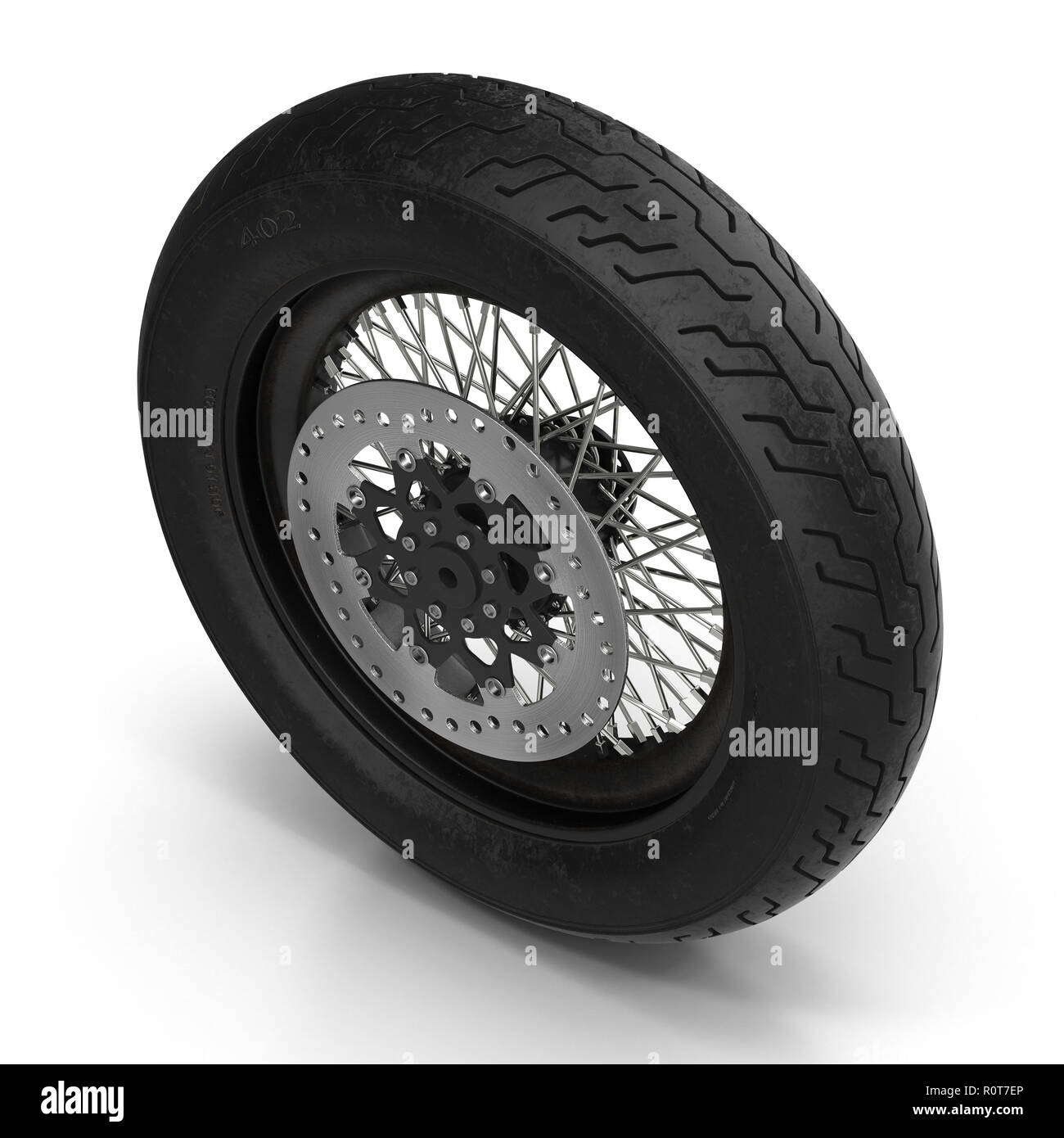 Motorcycle Back Wheel on white. 3D illustration Stock Photo - Alamy