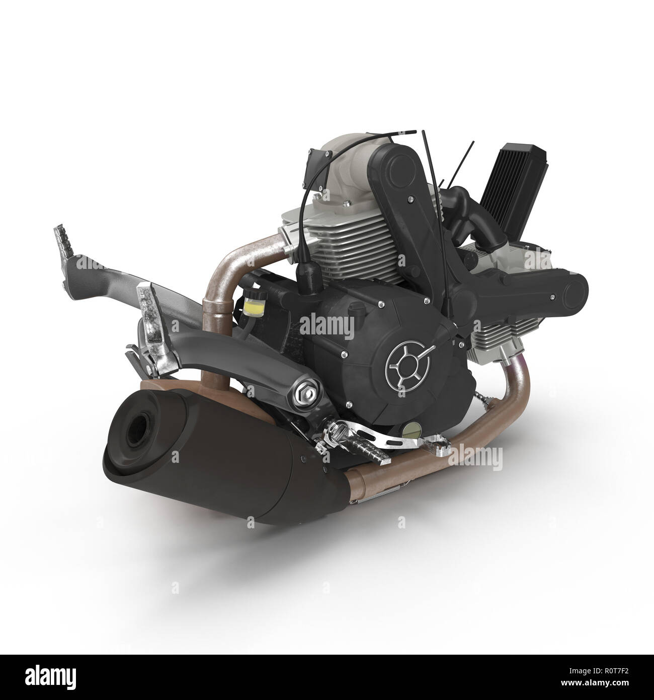 Motor bike Engine block on white. 3D illustration Stock Photo - Alamy