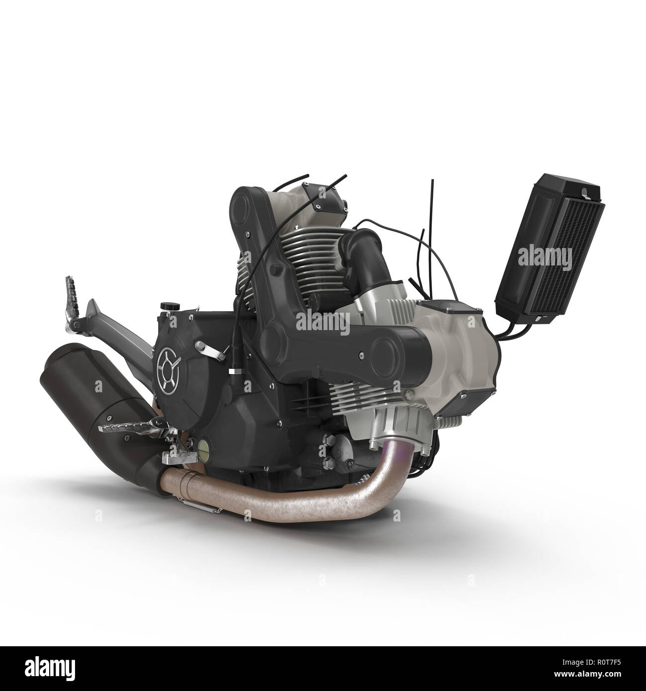 Motor bike Engine block on white. 3D illustration Stock Photo - Alamy