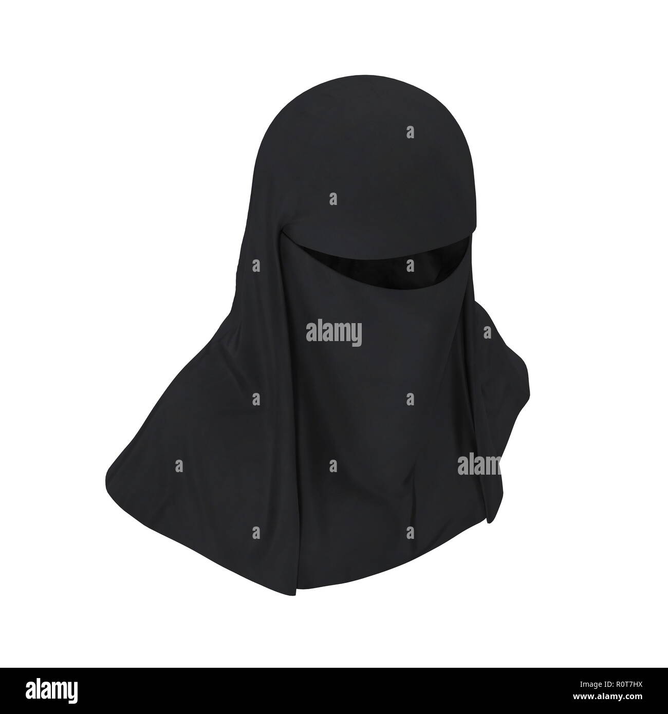 Muslim Islamic Women Burqa with Face Cover Niqab on white. 3D ...