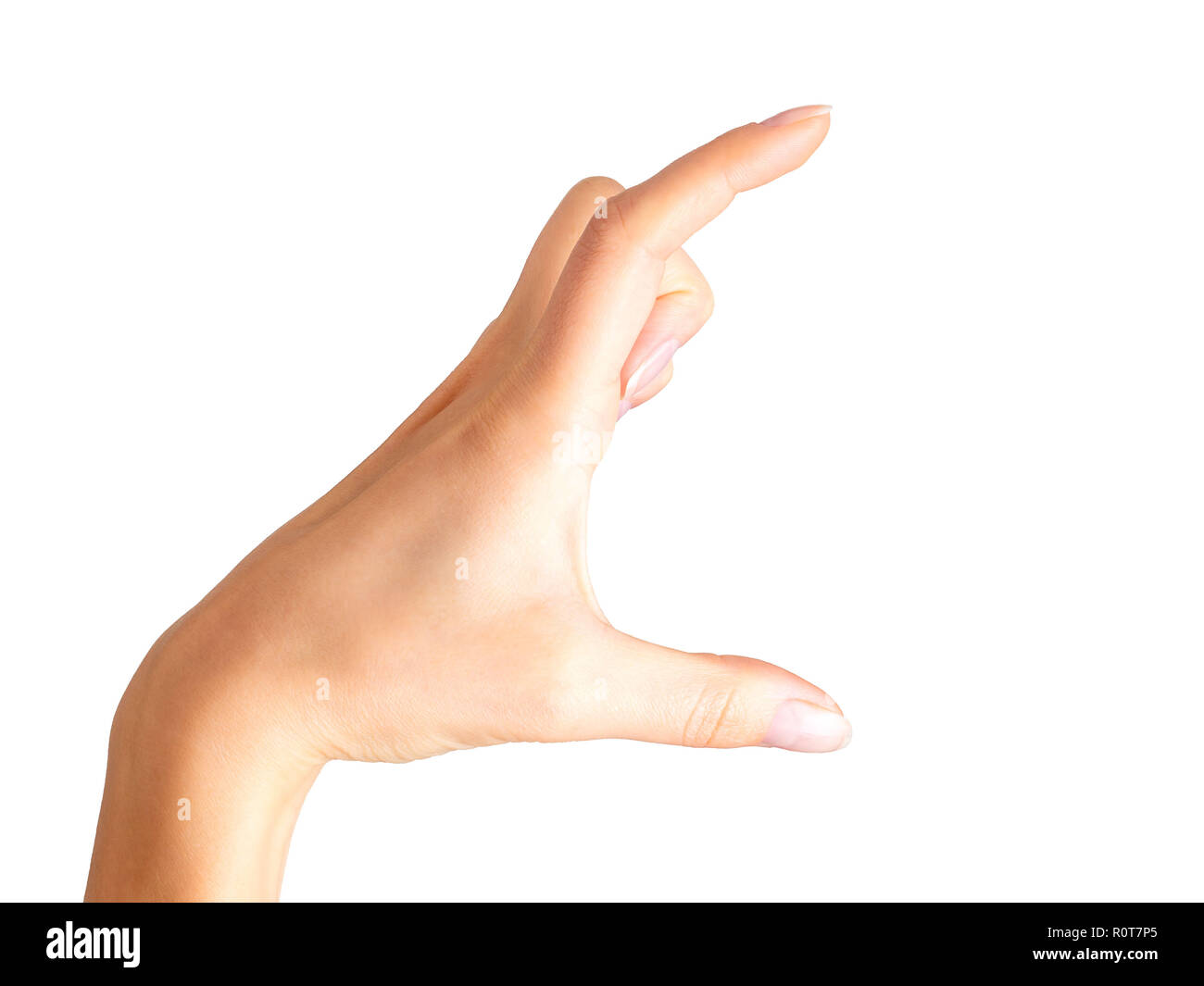 Woman hand showing picking up pose or holding Stock Photo - Alamy