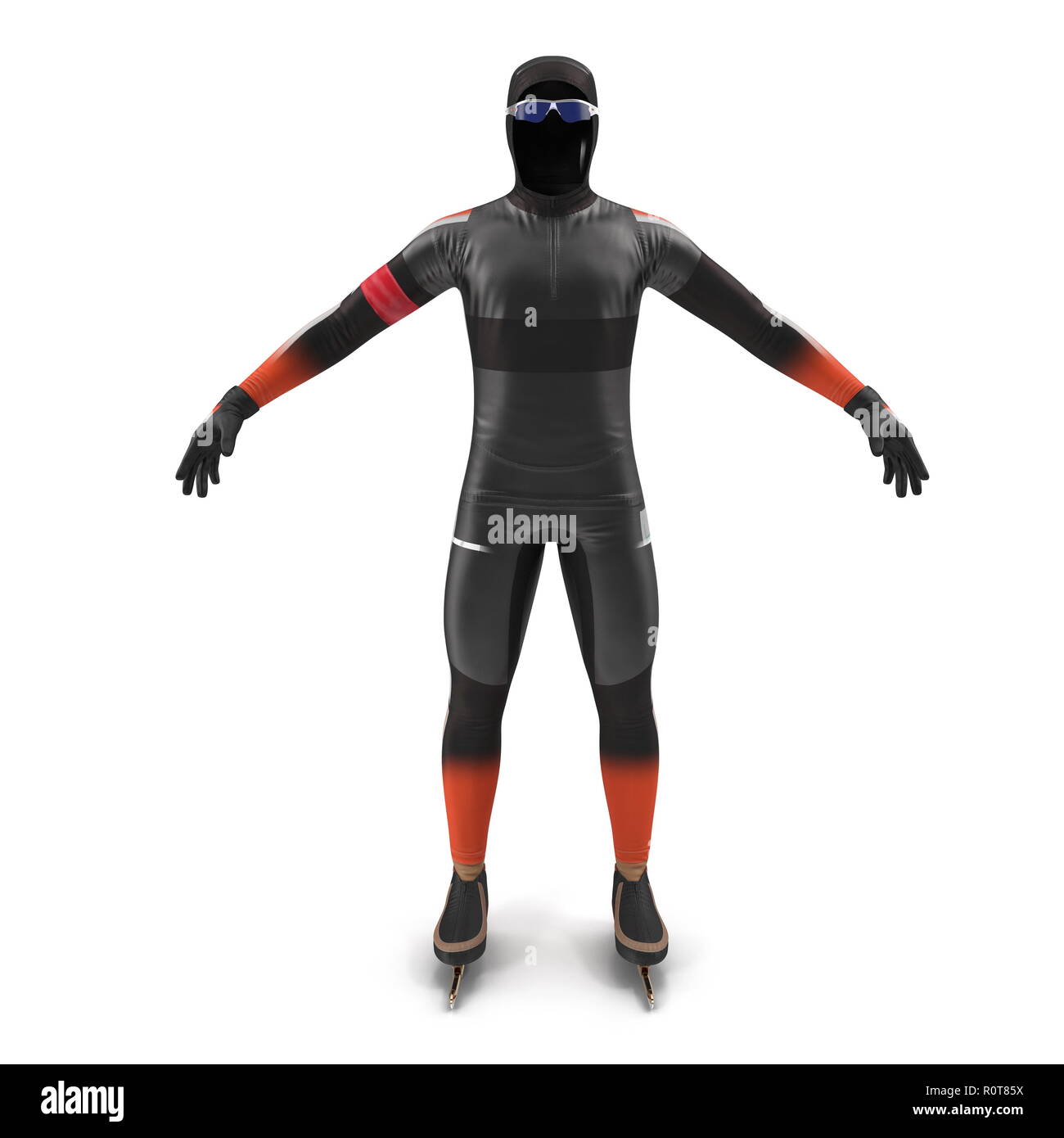 Ice speed skater uniform on white. Front view. 3D illustration Stock ...