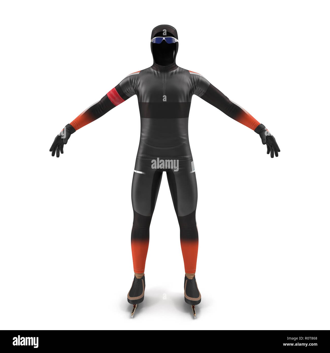 Ice speed skater uniform on white. Front view. 3D illustration Stock ...