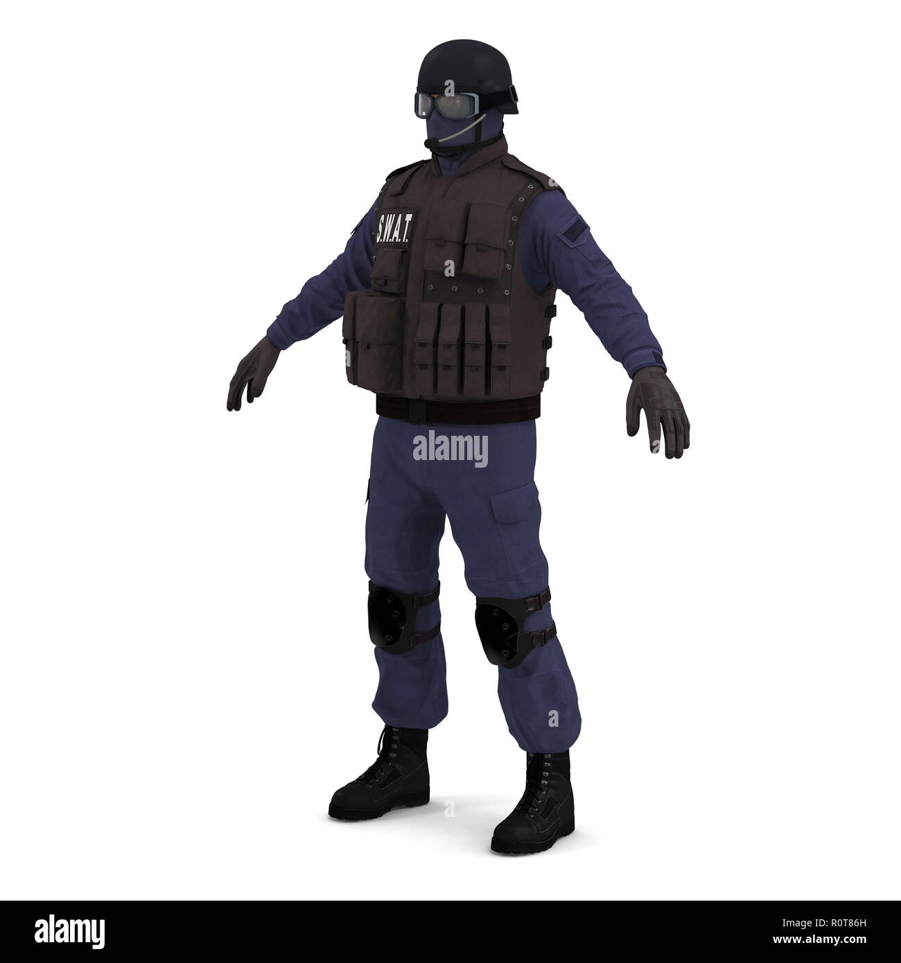 SWAT police officer on white. 3D illustration Stock Photo - Alamy