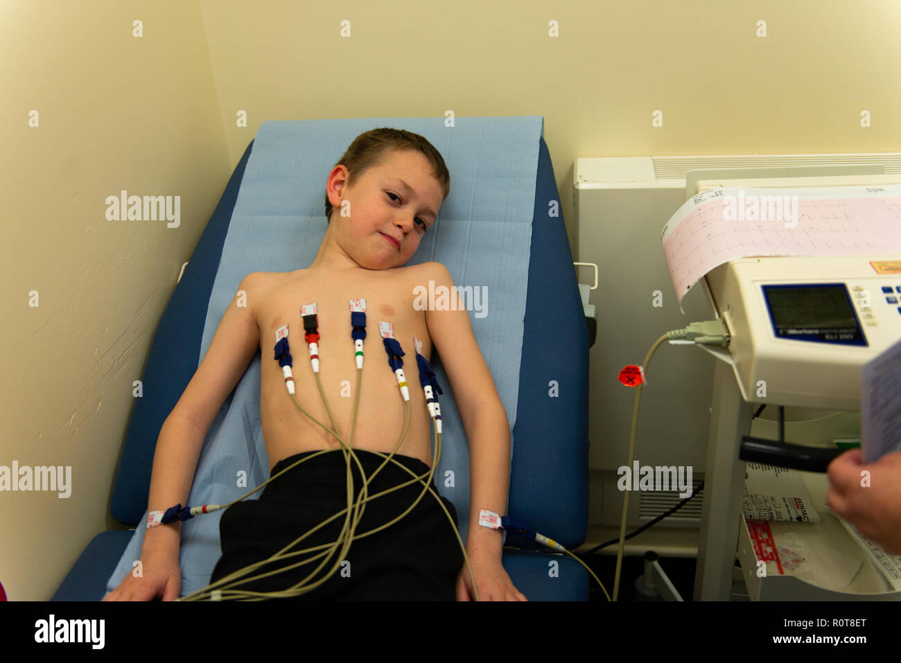 A little boy with ADHD, Autism, Aspergers Syndrome having an ECG ...