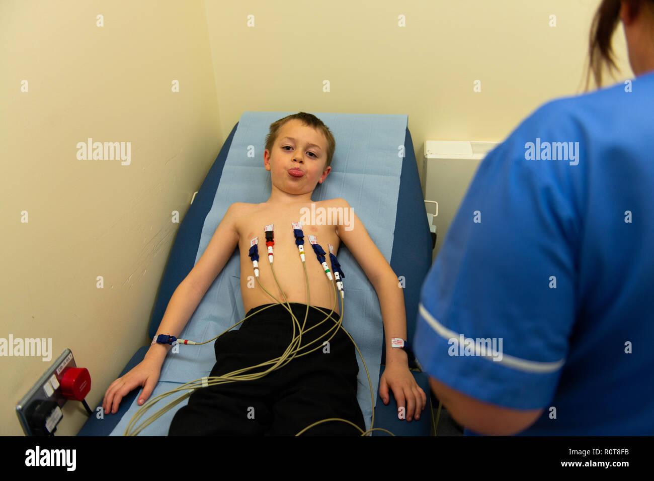 A little boy with ADHD, Autism, Aspergers Syndrome having an ECG ...