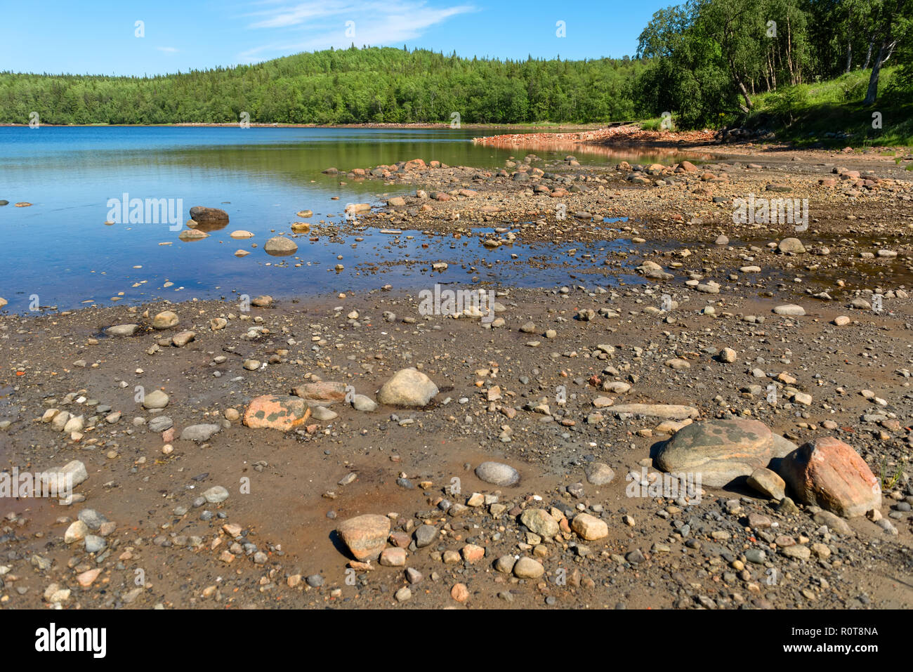 Sea bay near the Holy Trinity Anzersky skete of the Solovki monastery ...